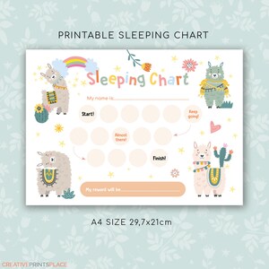 Llama Sticker Sleeping Chart, Printable Llama Sleeping Charts, Llama ...