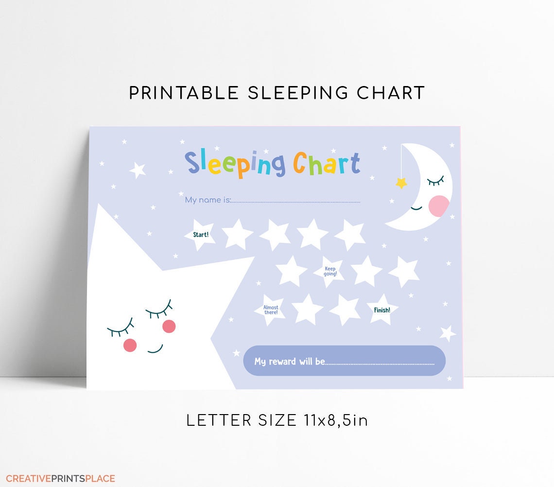 Star Moon Sleeping Chart for Boys, Sleep Tracker Reward Chart, Toddler ...