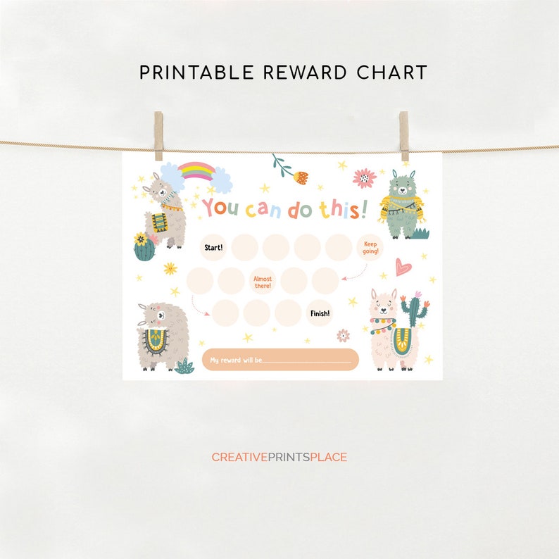 Printable Rainbow Lamas for Girls and Boys, Llama Sticker Chart ...