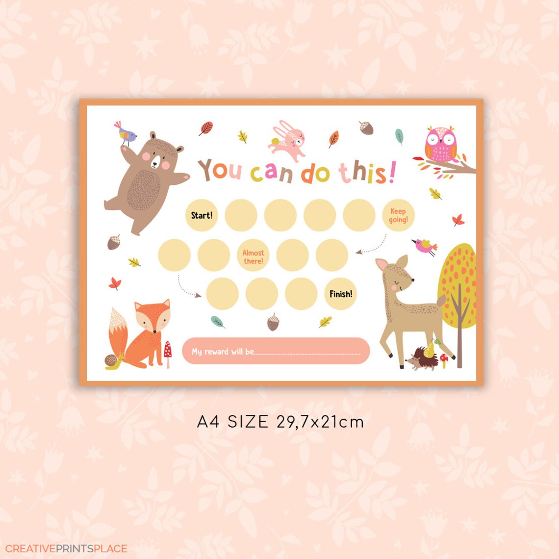 Printable Woodland Animals Reward Chart, Forest Animals Girl's Sticker ...