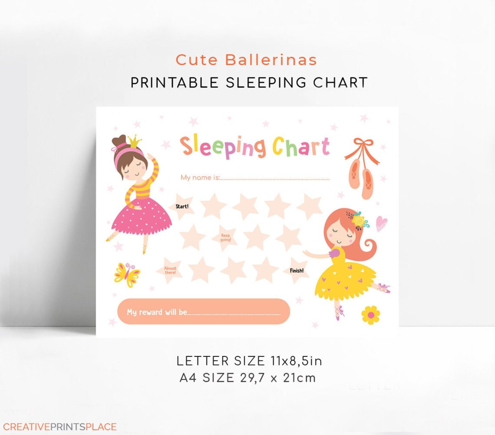 Ballerina Sleep Reward Chart, Sleep Training Printable, Bedtime Routine ...