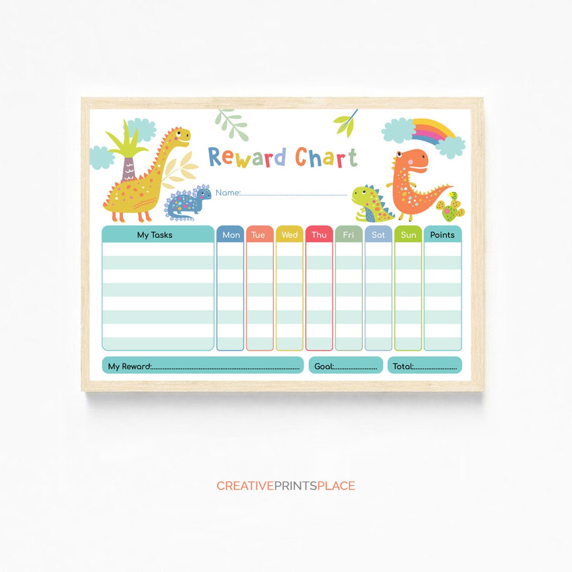 Printable Dinosaur Reward Chart, Dinosaur Task Chart, Responsibility ...