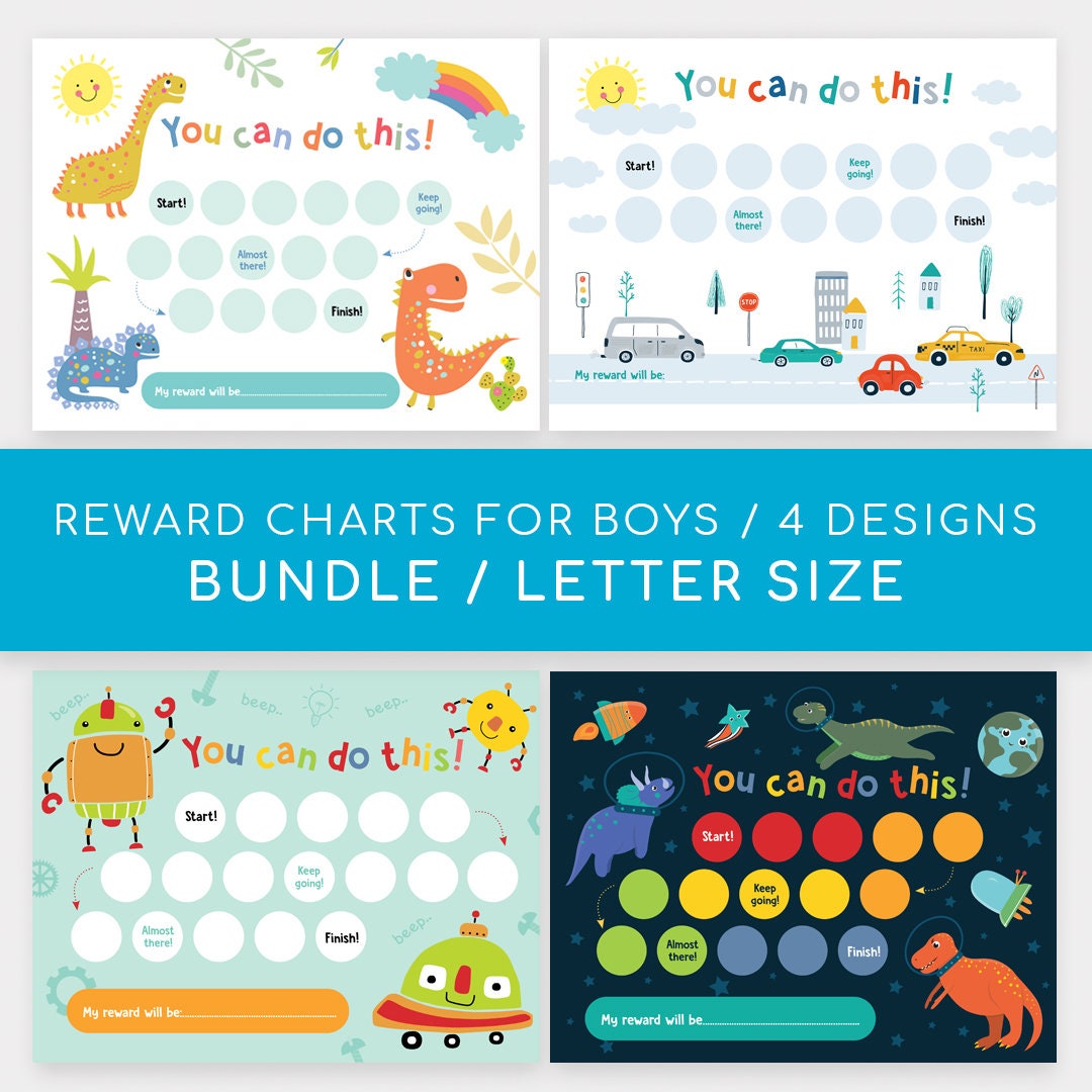 Dinosaurs Robots Reward Chart BUNDLE, Boys Reward Chart, Boys Reward ...