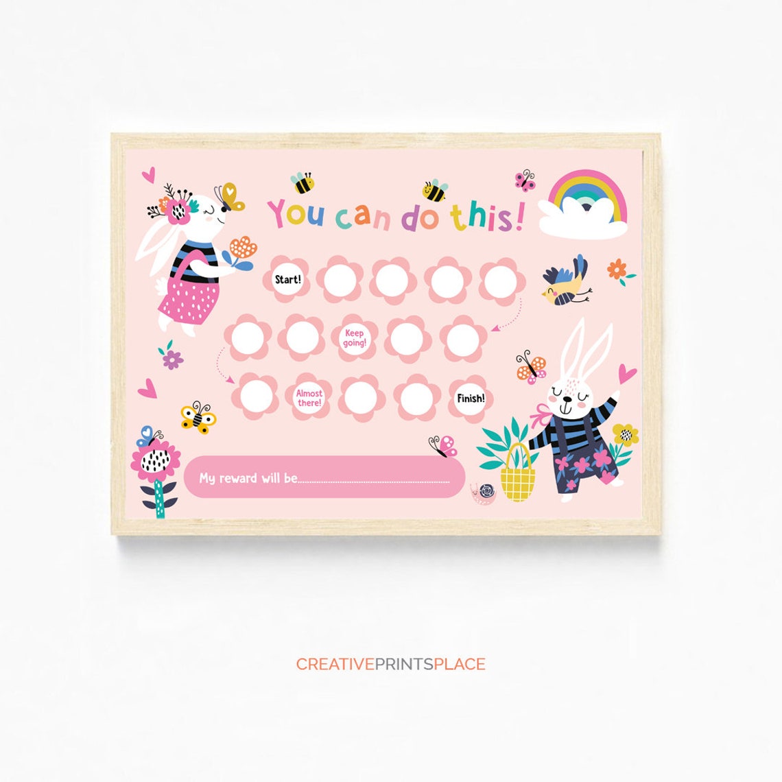 Printable Easter Bunny Reward Chart Bunny Sticker Chart Girl - Etsy