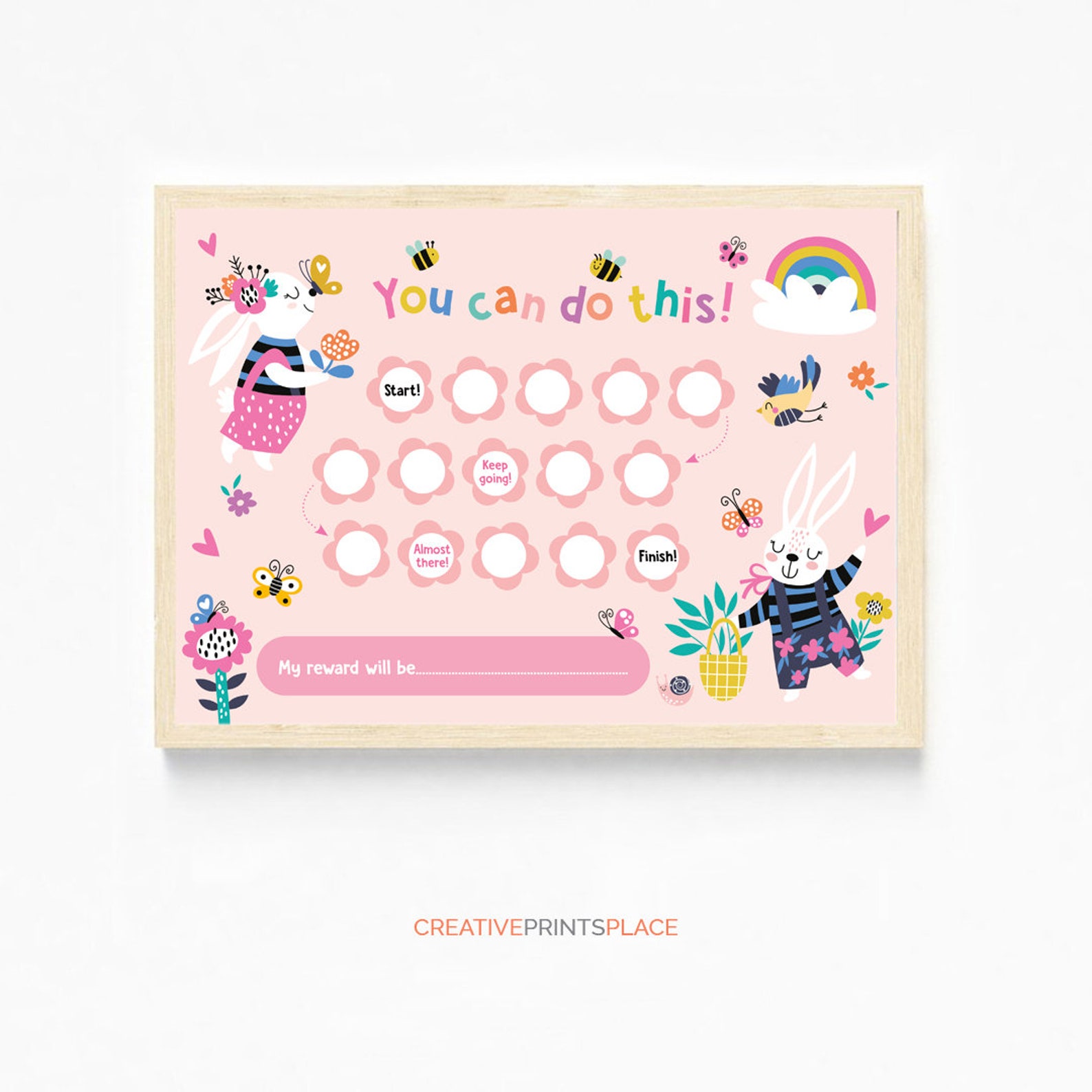 Printable Easter Bunny Reward Chart, Bunny Sticker Chart, Girl Sticker ...