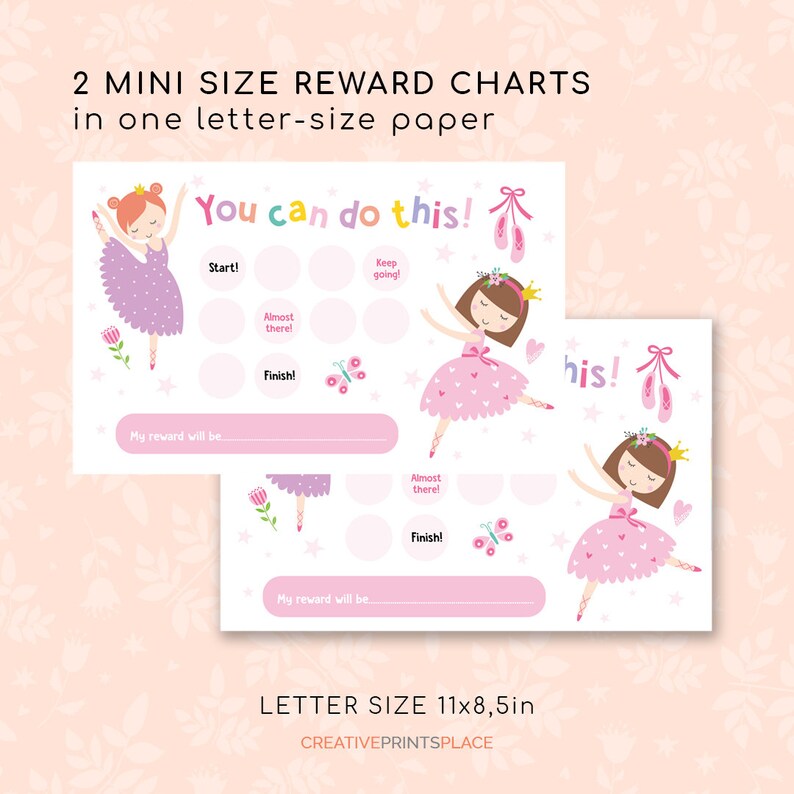 Ballerina Reward Chart Printable: Mini Size Sticker Chart (digital ...
