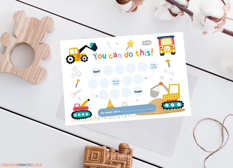 Construction Reward Chart for Toddlers: Fun Sticker System (digital ...