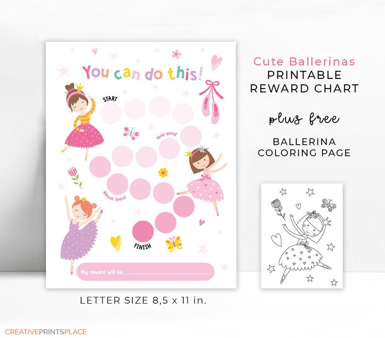Printable Ballerina Reward Chart: Girl's Chore Chart (digital Download ...
