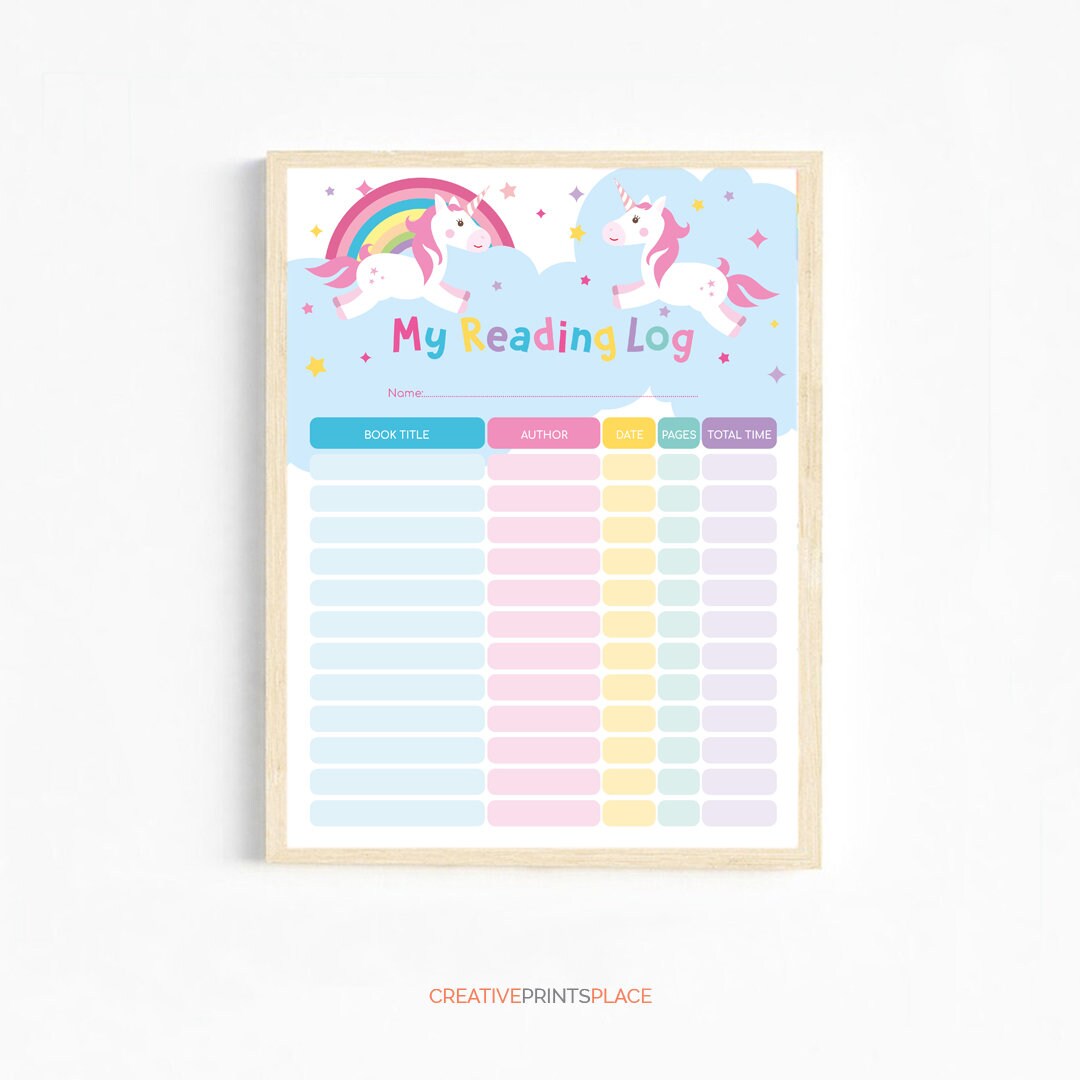 Printable Unicorn Reading Log, Summer Reading Tracker, Reading Log for ...