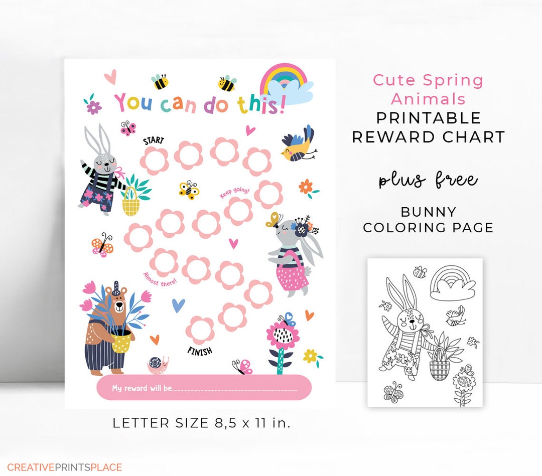 Printable Easter Bunny Reward Chart, Bunny Sticker Chart, Girl Sticker ...