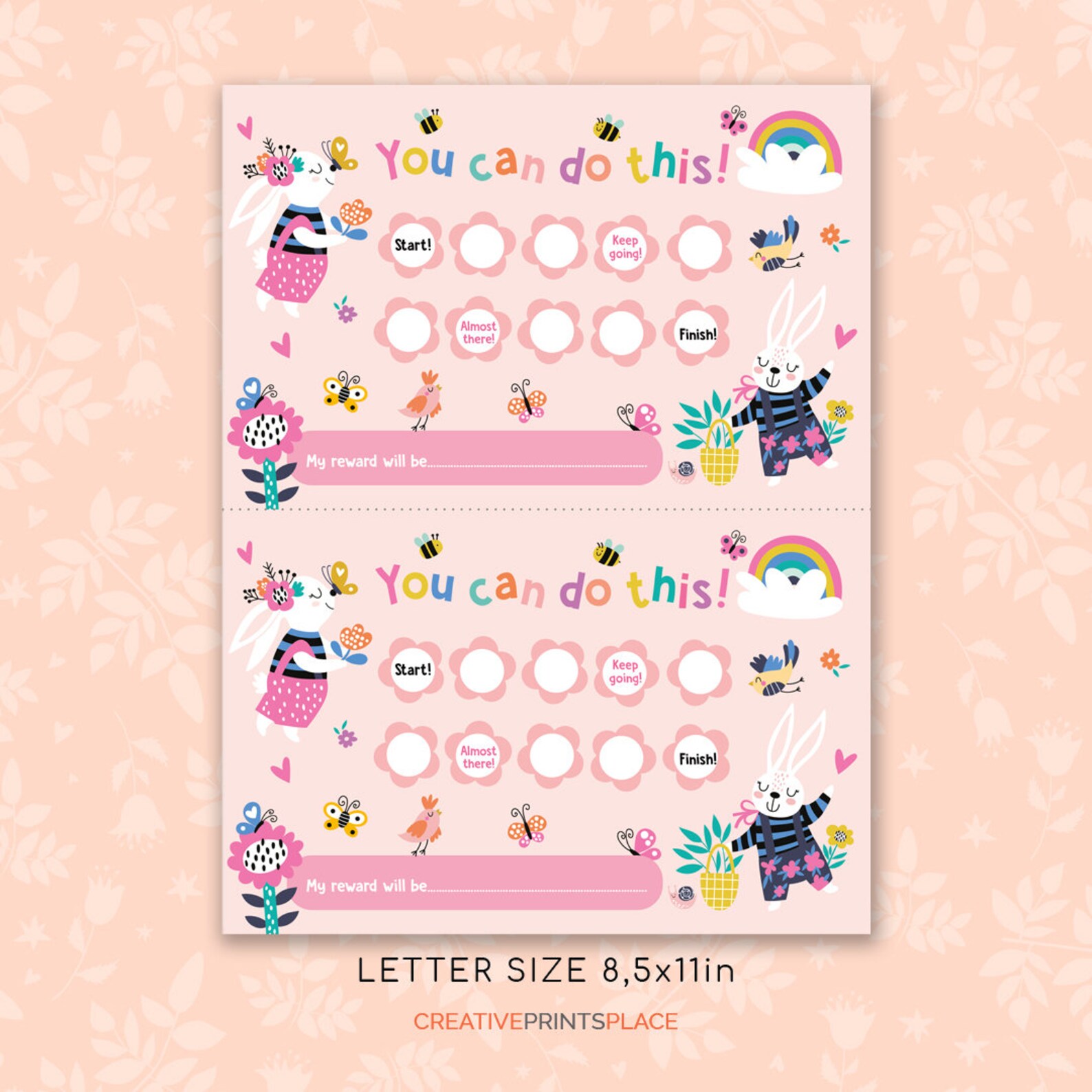Mini Size Printable Spring Bunny Reward Chart, Small Sticker Chart ...