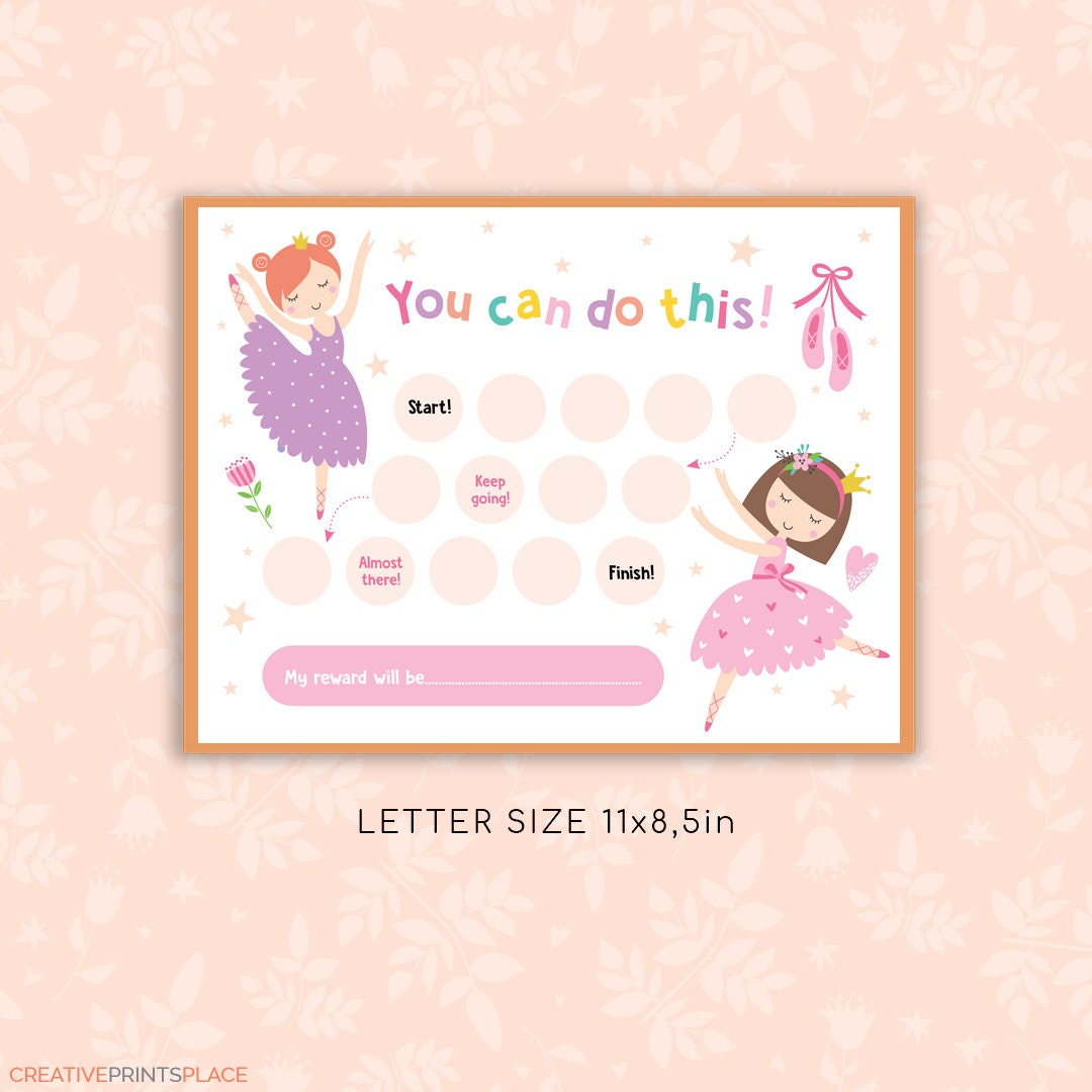 Printable Ballerina Reward Chart Girl's Sticker Chart | Etsy