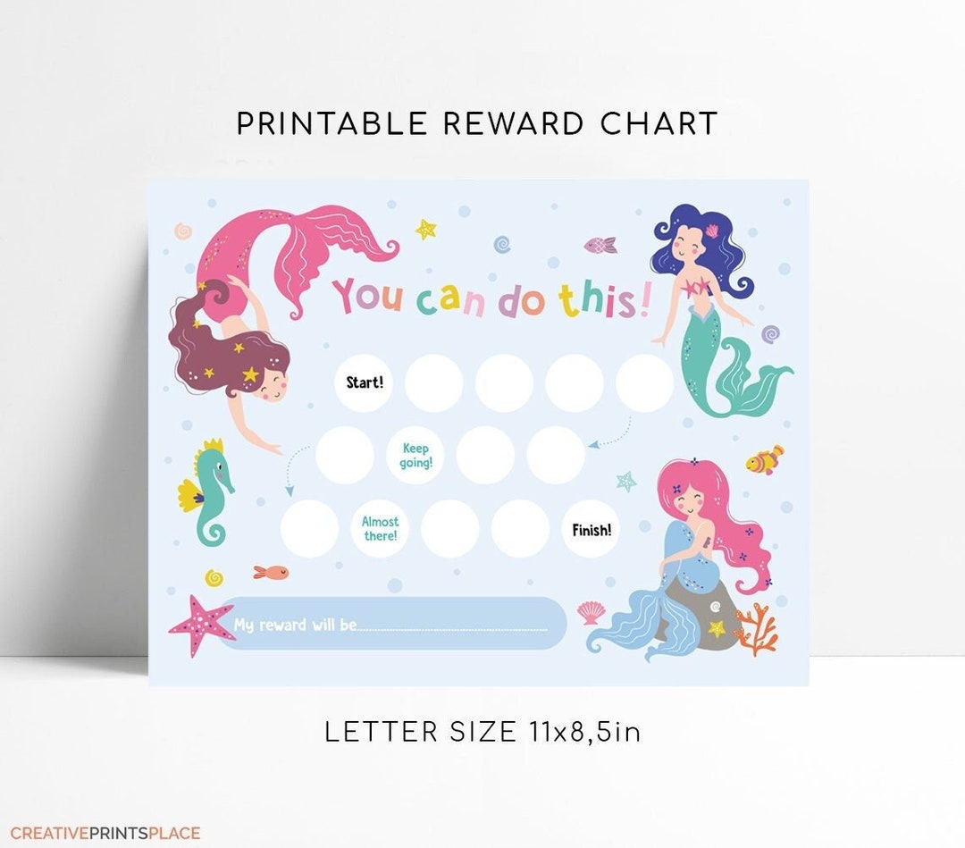 Printable Mermaid Reward Chart, Mermaid Behaviour Chart, Girls Reward ...