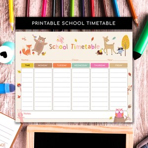 Printable Woodland School Timetable, Kids Daily Schedule, Back to ...