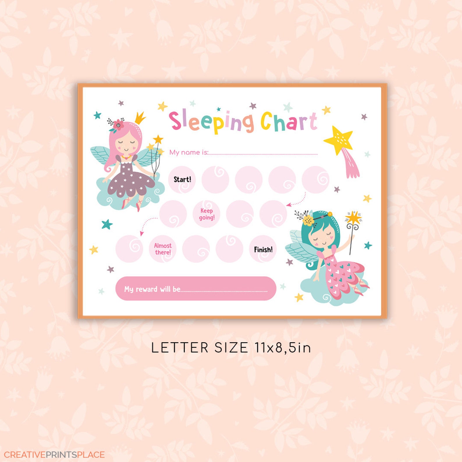Printable Fairy Sleep Reward Chart, Sleep Through the Night Chart, Girl ...