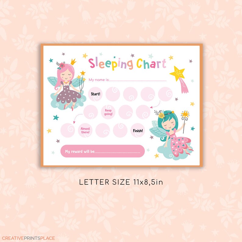 Printable Fairy Sleep Reward Chart, Sleep Through the Night Chart, Girl ...
