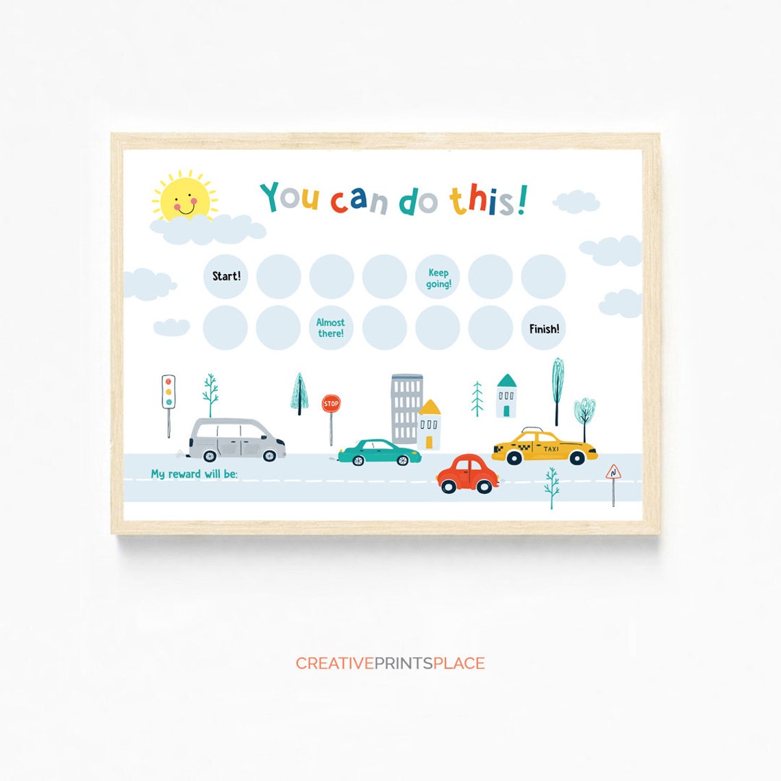 City Cars and Road Printable Sticker Reward Chart, Cars Reward Chart ...