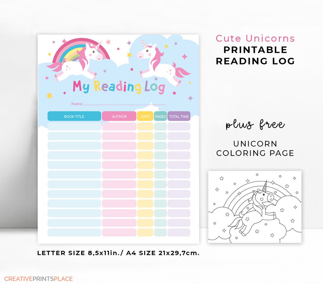 Printable Unicorn Reading Log, Summer Reading Tracker, Reading Log for ...