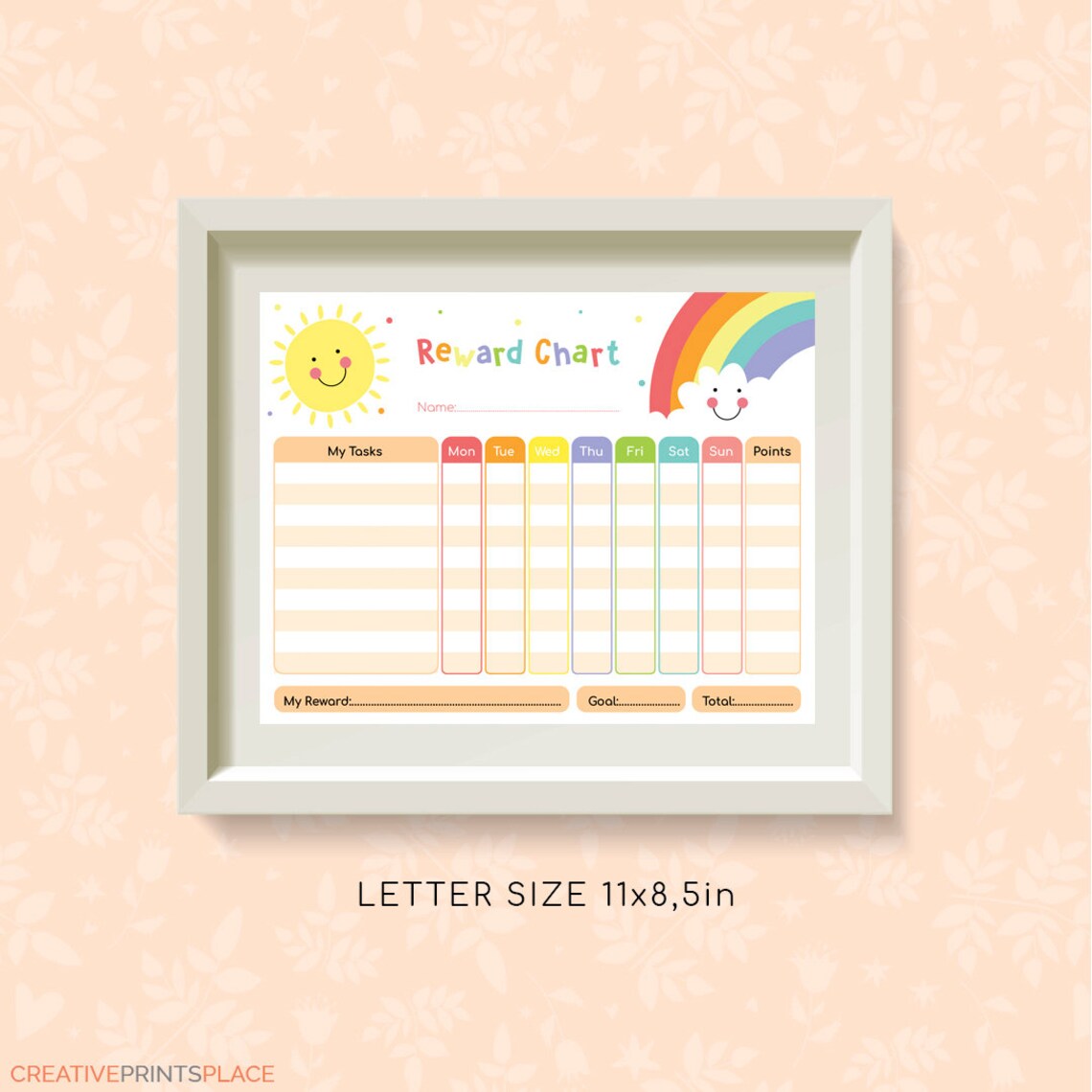 Rainbow Sunshine Reward Chart for Kids (digital Download) - Etsy
