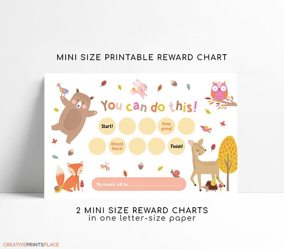 Mini Size Woodland Animals Reward Chart Girls Sticker Chart - Etsy