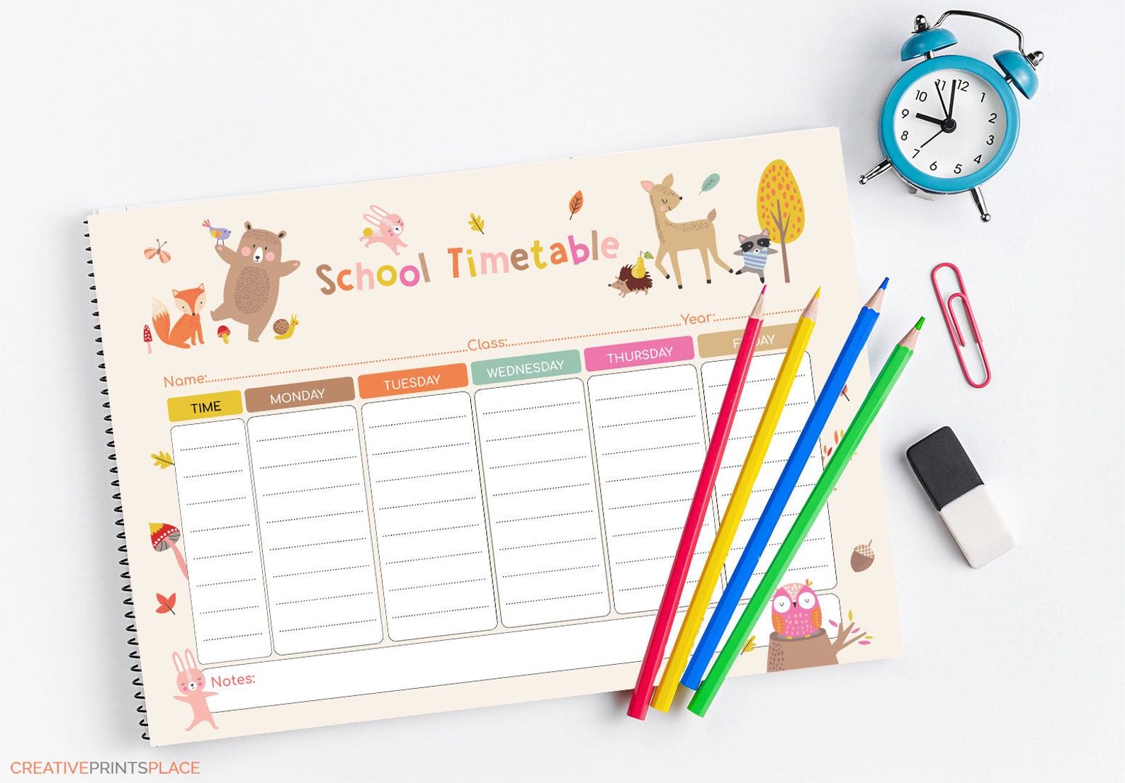 Printable Woodland School Timetable, Kids Daily Schedule, Back to ...