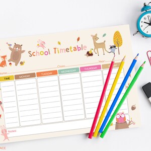 Printable Woodland School Timetable, Kids Daily Schedule, Back to ...