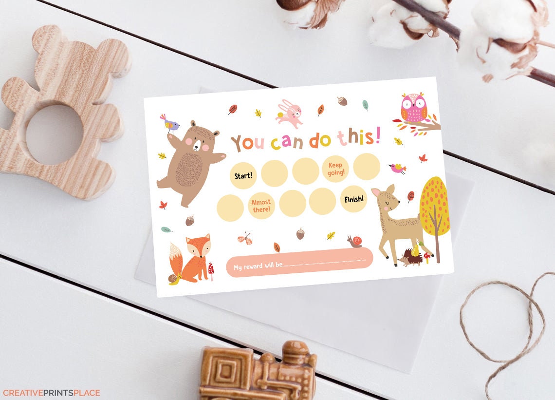 Mini Size Woodland Animals Reward Chart, Girls Sticker Chart, Small ...