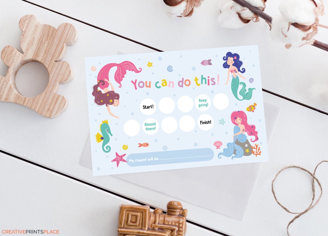 Mini Size Mermaids Reward Chart, Girls Sticker Chart, Small Sticker ...