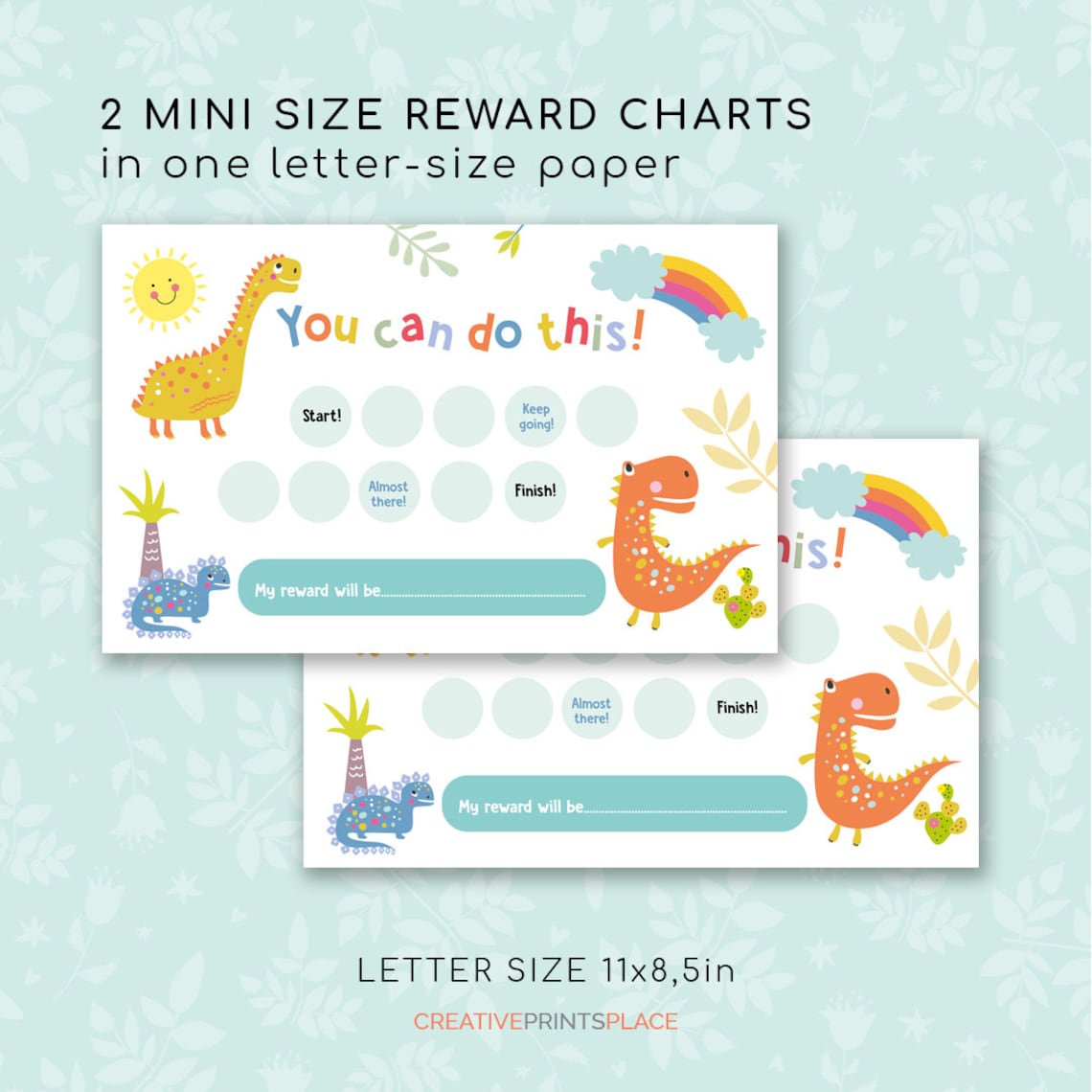 Mini Size Printable Dinosaur Reward Chart, Boy's Mini Sticker Chart ...