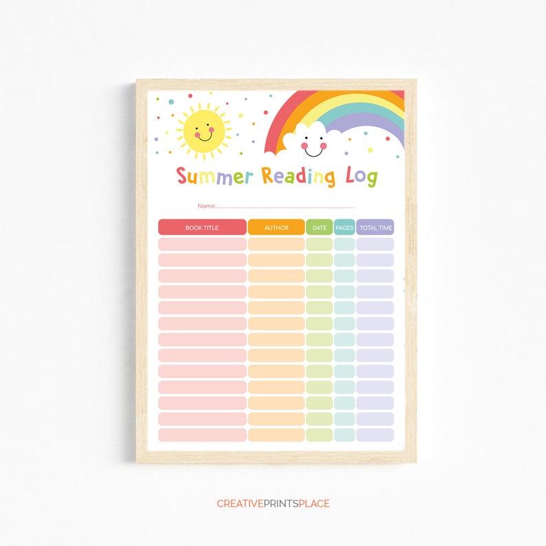 Printable Kids Summer Reading Log, Summer Reading Tracker, Reading Log ...