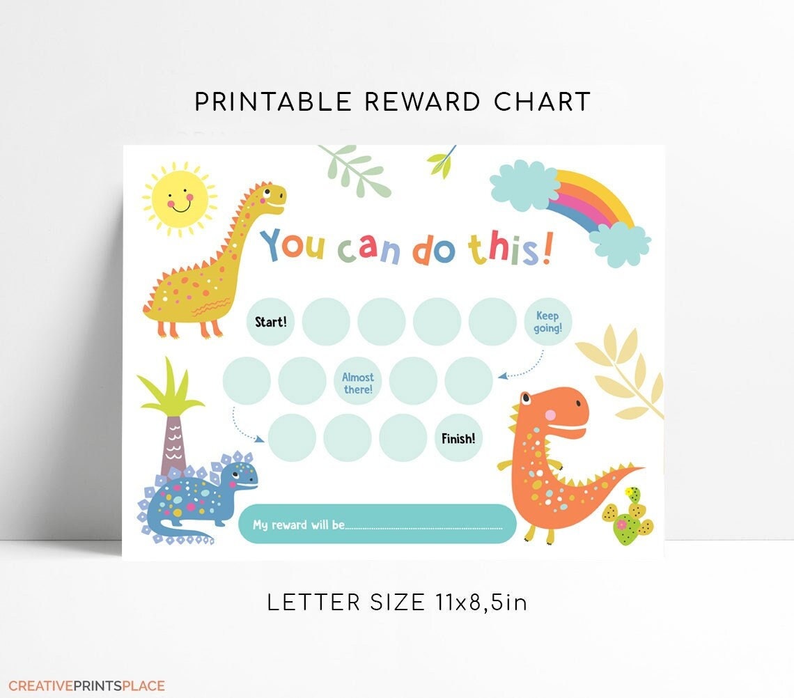 Printable Dinosaur Sticker Reward Chart Dino Reward (Instant Download ...