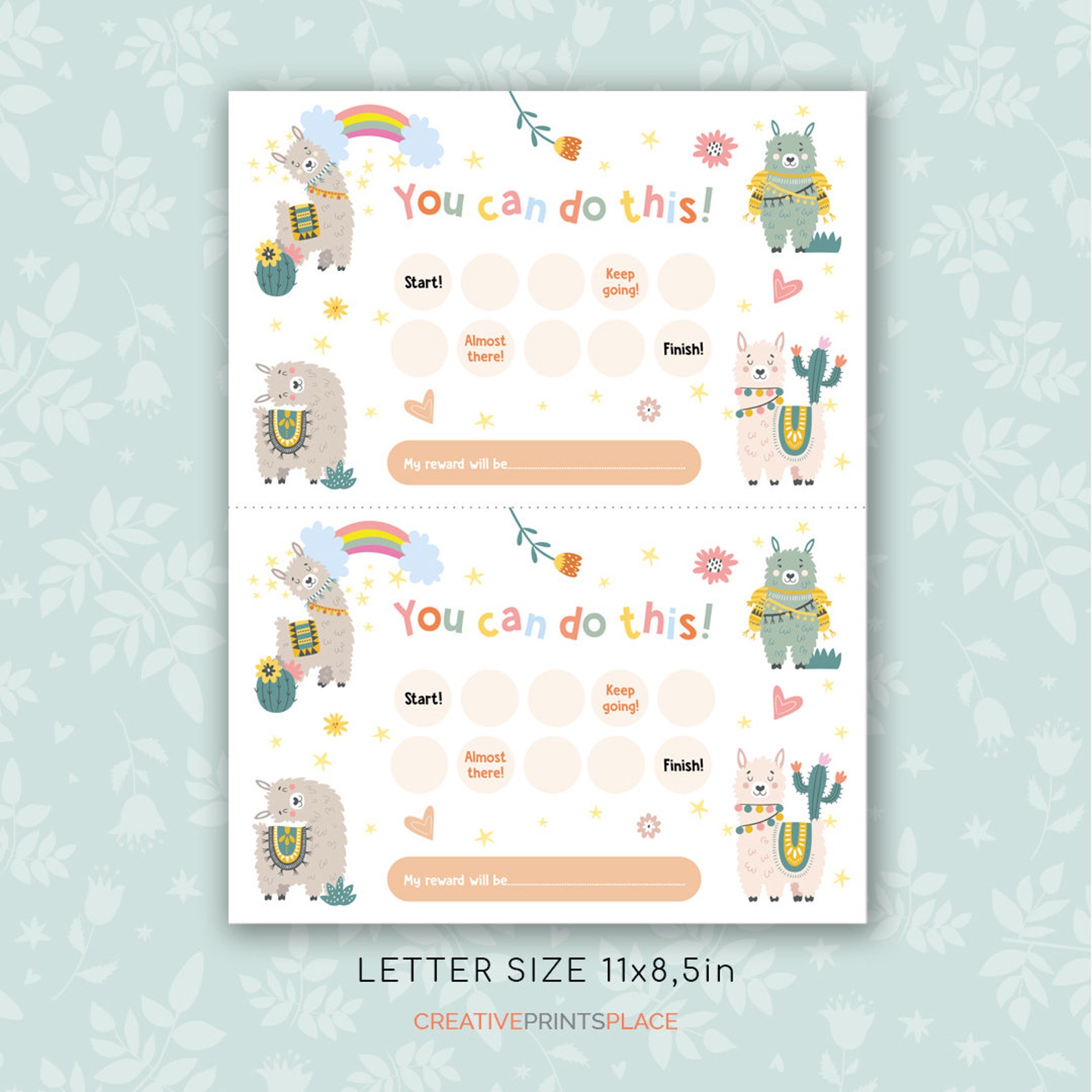 Mini Size Printable Llama Reward Chart, Girl Mini Sticker Chart, Boy ...