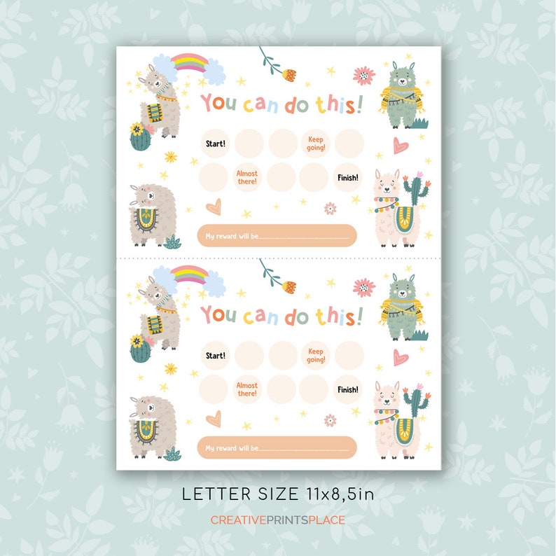 Mini Size Printable Llama Reward Chart, Girl Mini Sticker Chart, Boy ...