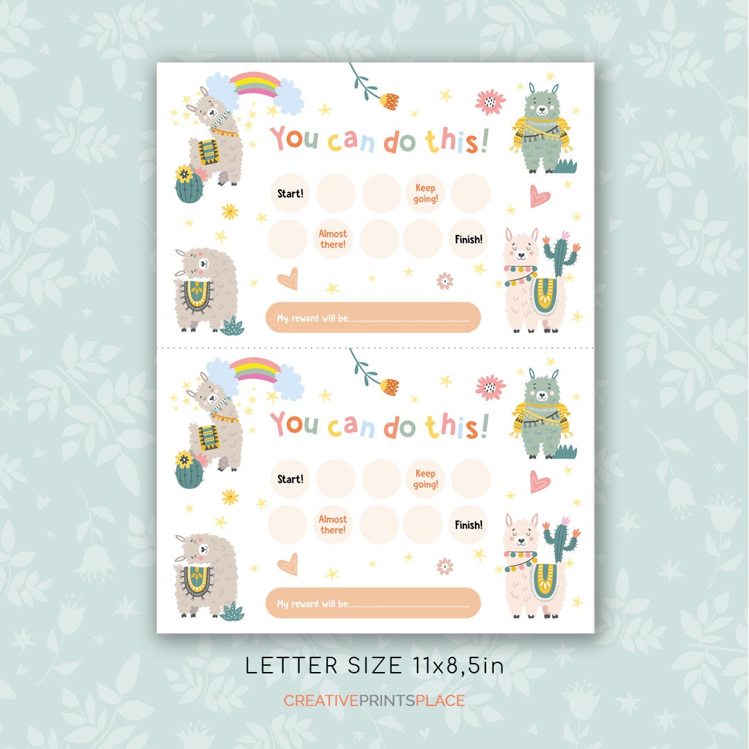 Mini Size Printable Llama Reward Chart, Girl Mini Sticker Chart, Boy ...