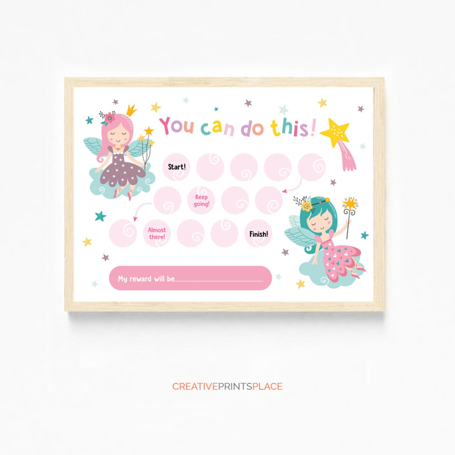 Printable Fairy Reward Chart, Fairy Sticker Chart, Girl Sticker Chart ...