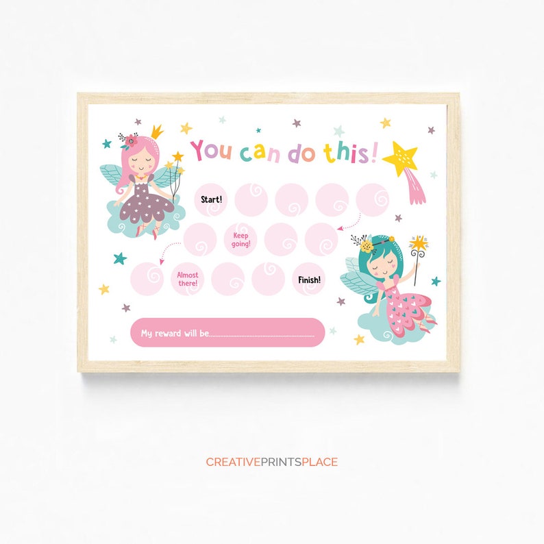 Printable Fairy Reward Chart, Fairy Sticker Chart, Girl Sticker Chart ...