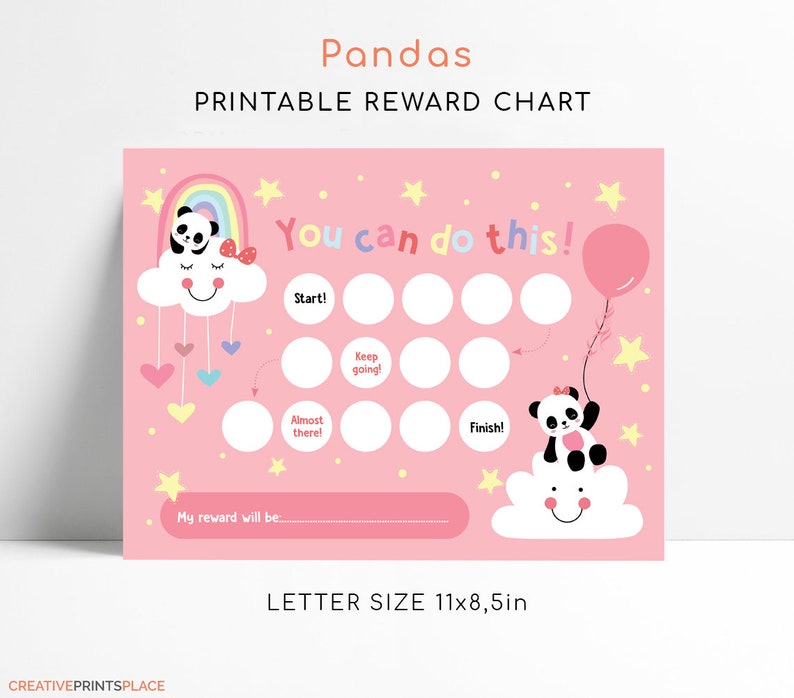 Girls Reward Chart BUNDLE, Wodland Reward Chart, Panda Reward Chart ...