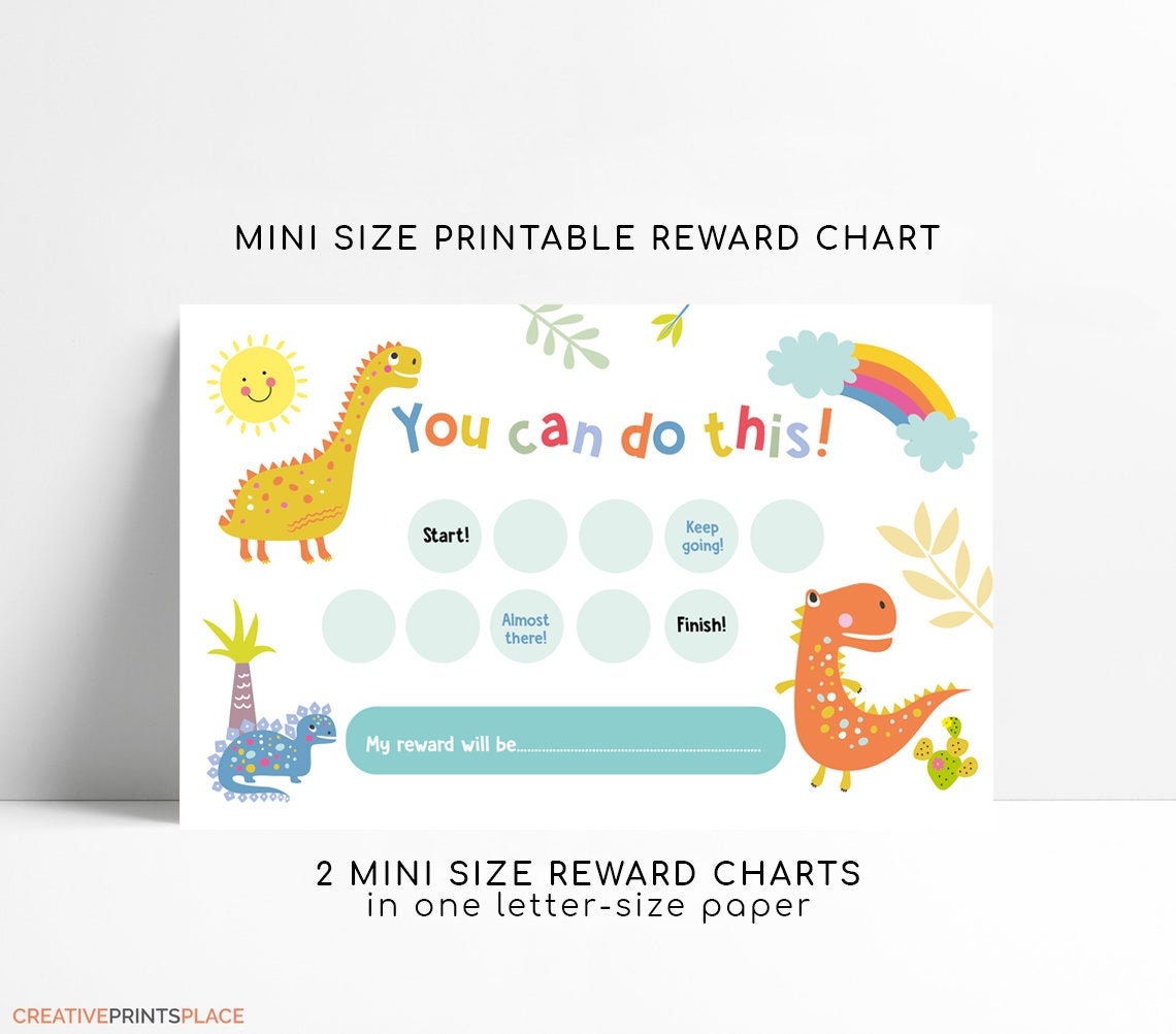 Mini Size Printable Dinosaur Reward Chart, Boy's Mini Sticker Chart ...