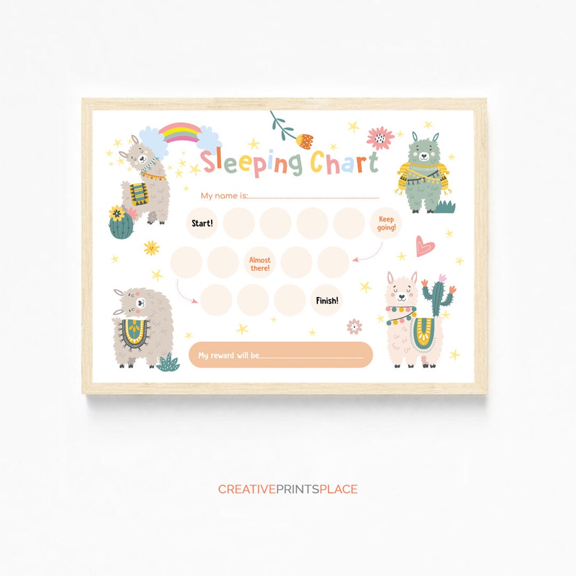 Llama Sticker Sleeping Chart, Printable Llama Sleeping Charts, Llama ...