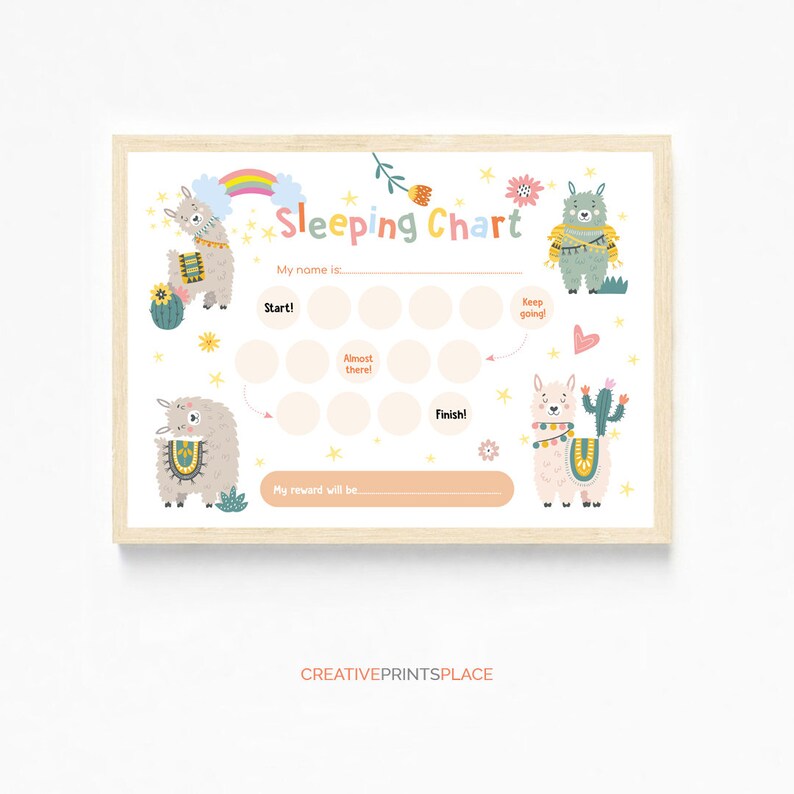 Llama Sticker Sleeping Chart, Printable Llama Sleeping Charts, Llama ...