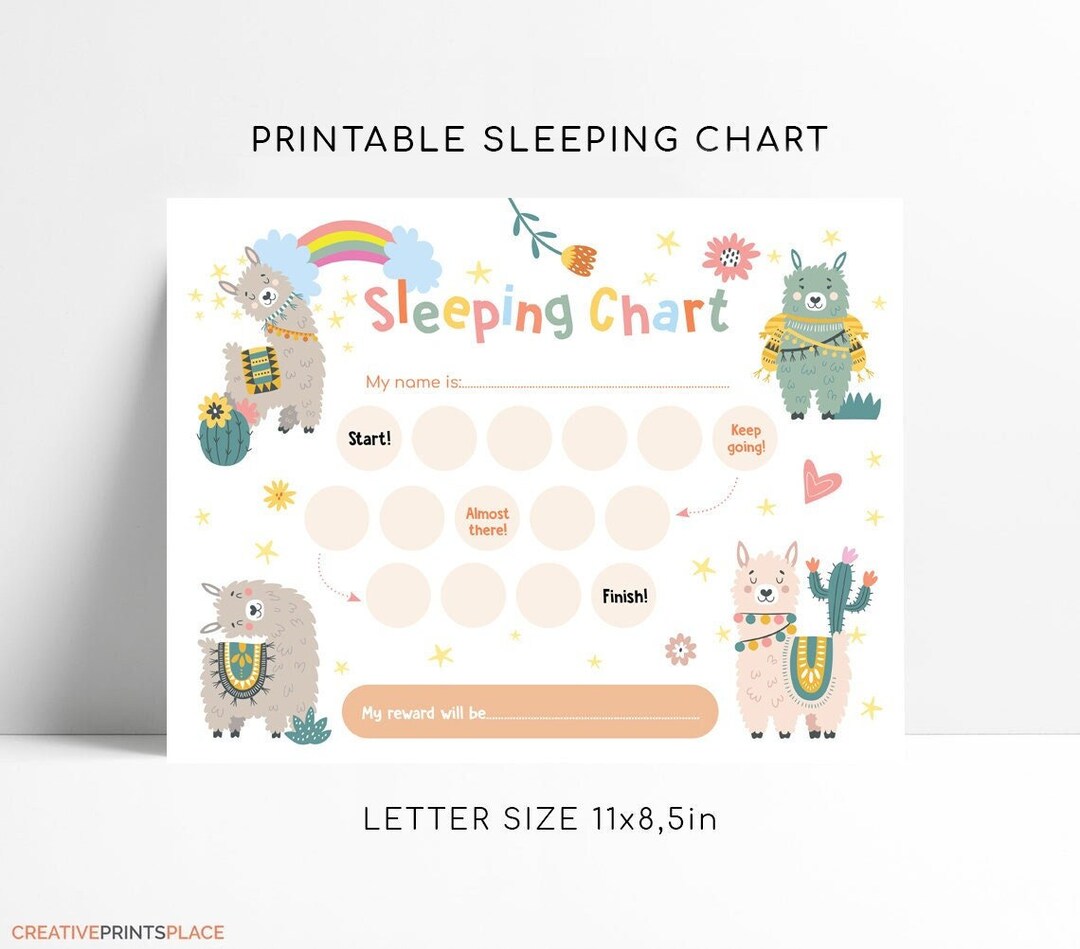 Llama Sticker Sleeping Chart, Printable Llama Sleeping Charts, Llama ...