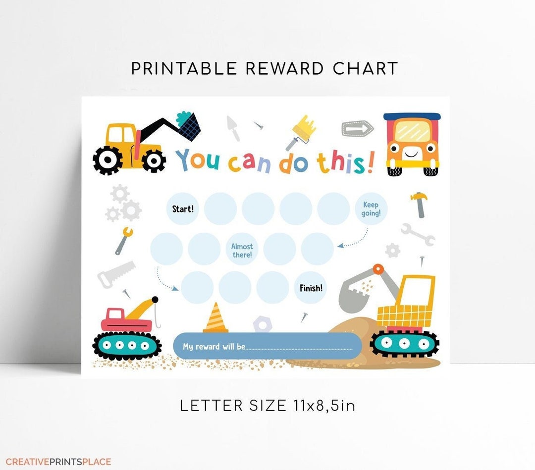 Construction Reward Chart for Toddlers: Fun Sticker System (digital ...