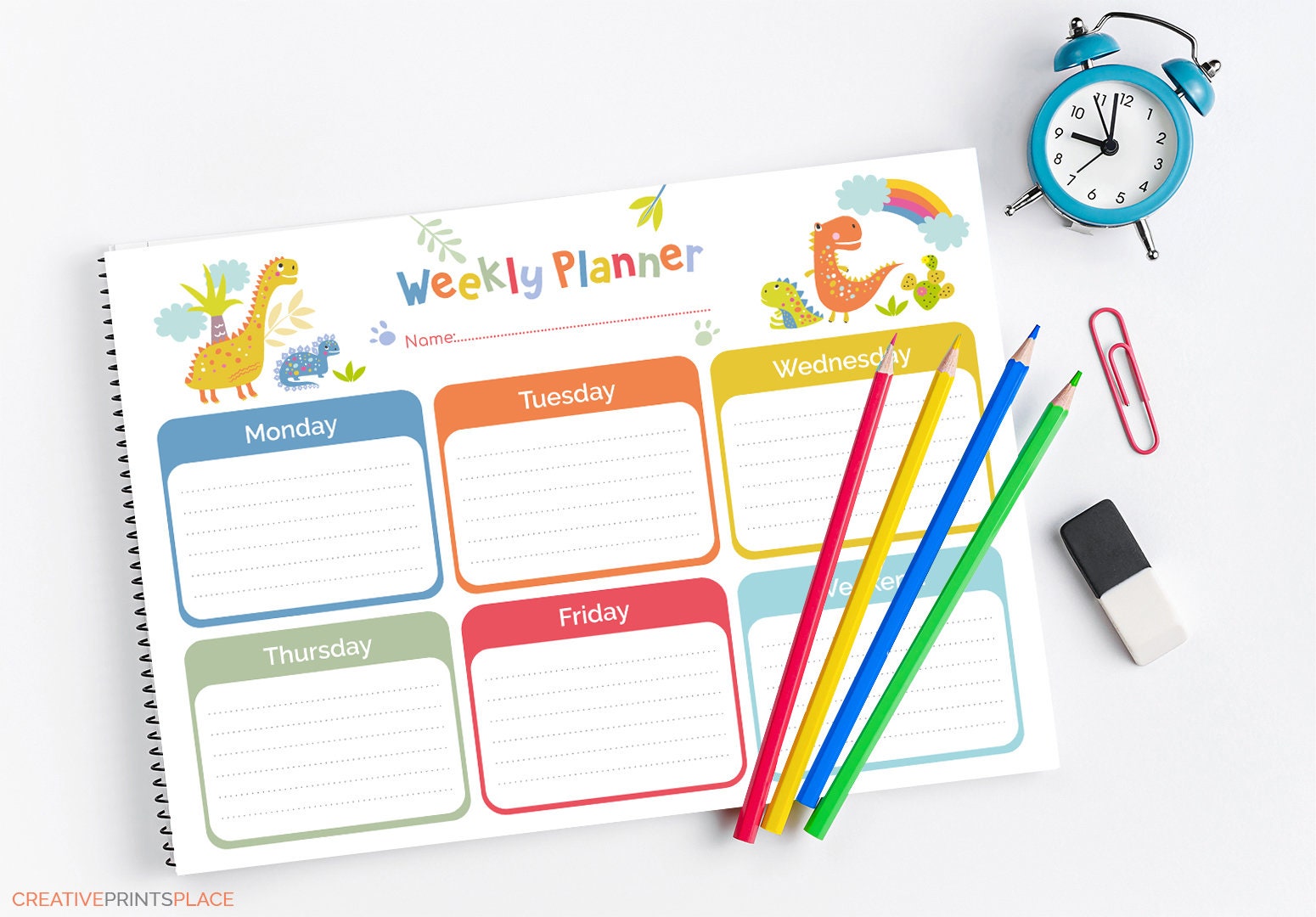 Printable Dinosaur Kids Weekly Planner, Homeschool Planner, Kids Daily ...