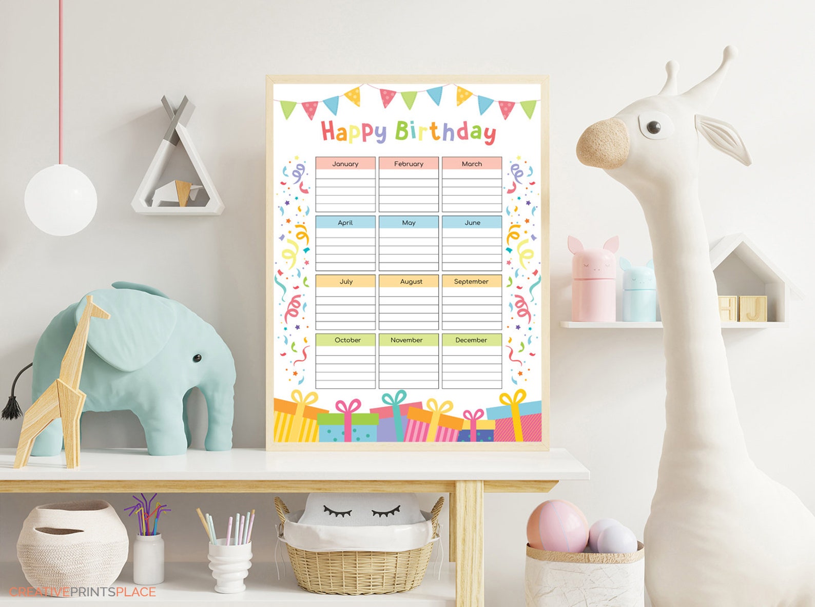 Printable Kids Happy Birthday Calendar, Class Birthday Tracker, Instant ...