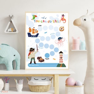 Boys Pirate Reward Chart Vertical, Printable Pirate Sticker Chart ...