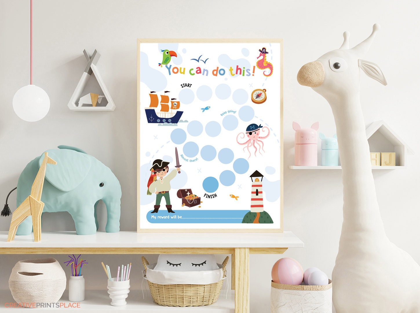 Boys Pirate Reward Chart Vertical, Printable Pirate Sticker Chart ...