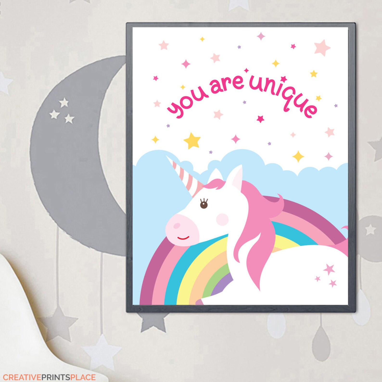 You Are Unique Nursery Printable Typography Unicorn Unicorn - Etsy