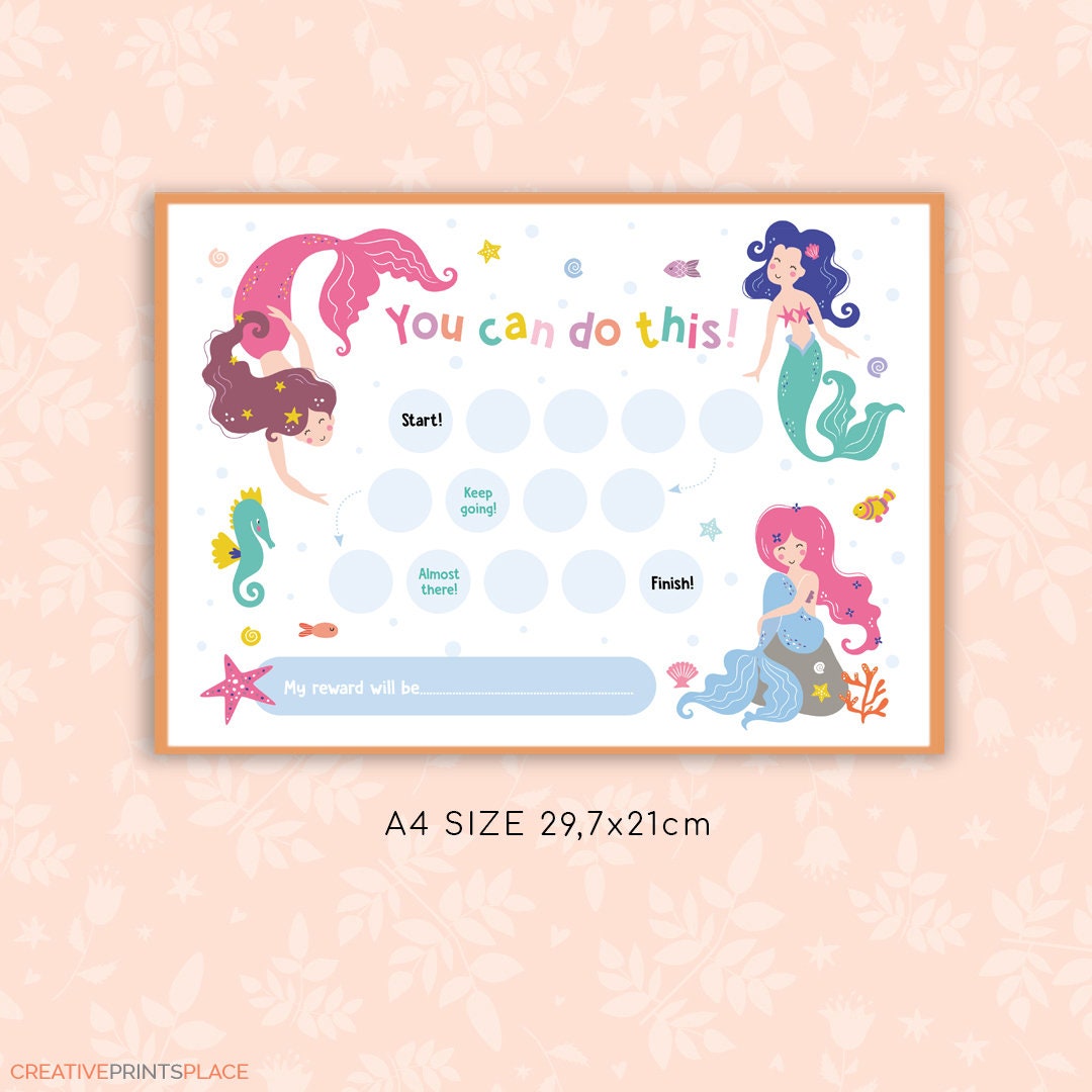 Printable Mermaid Reward Chart Mermaid Behavior Chart Girls - Etsy