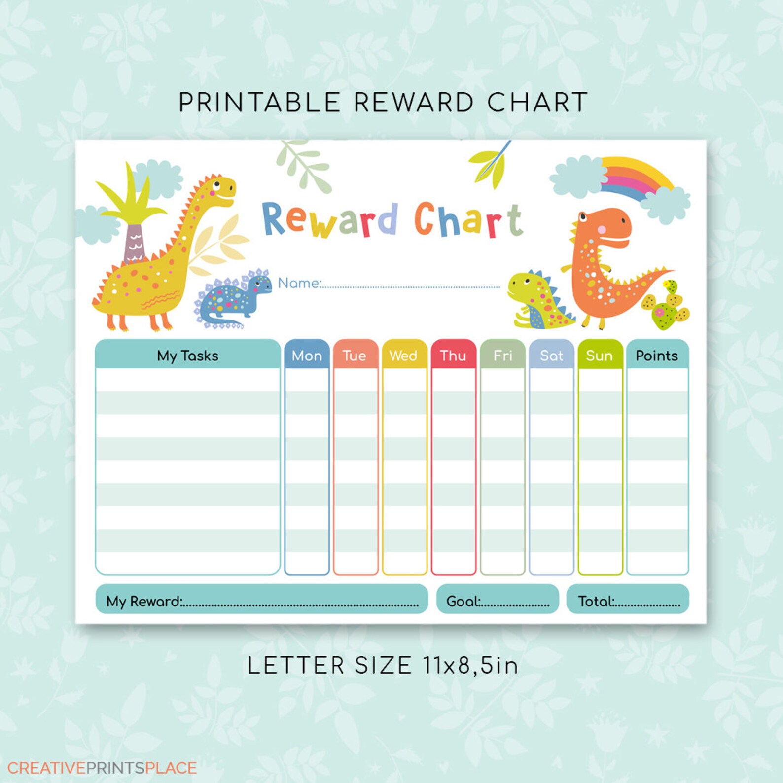 Printable Dinosaur Reward Chart, Dinosaur Task Chart, Responsibility ...