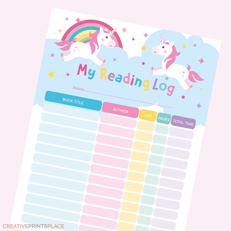 Printable Unicorn Reading Log, Summer Reading Tracker, Reading Log for ...